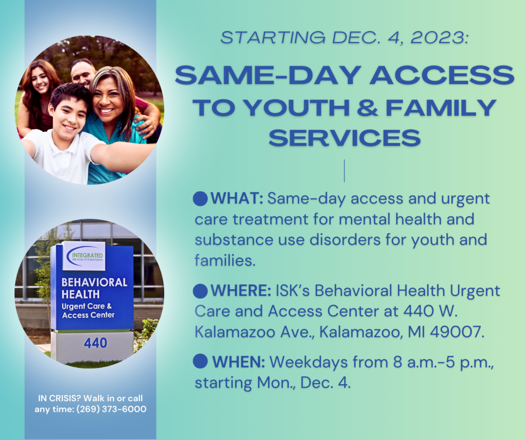 Same-day access to Youth & Family Services starts Dec. 4 - Integrated Services of Kalamazoo